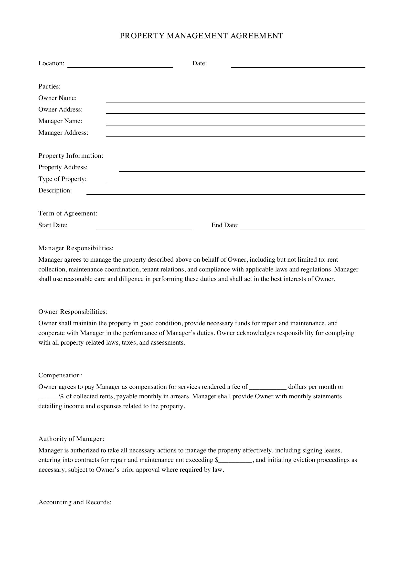Property Management Contract Template